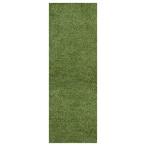 Sweet Home Stores Waterproof Easy-Clean Solid Grass 3x7 Indoor/Outdoor Artificial Grass Runner Rug, 2'7" x 7', Green