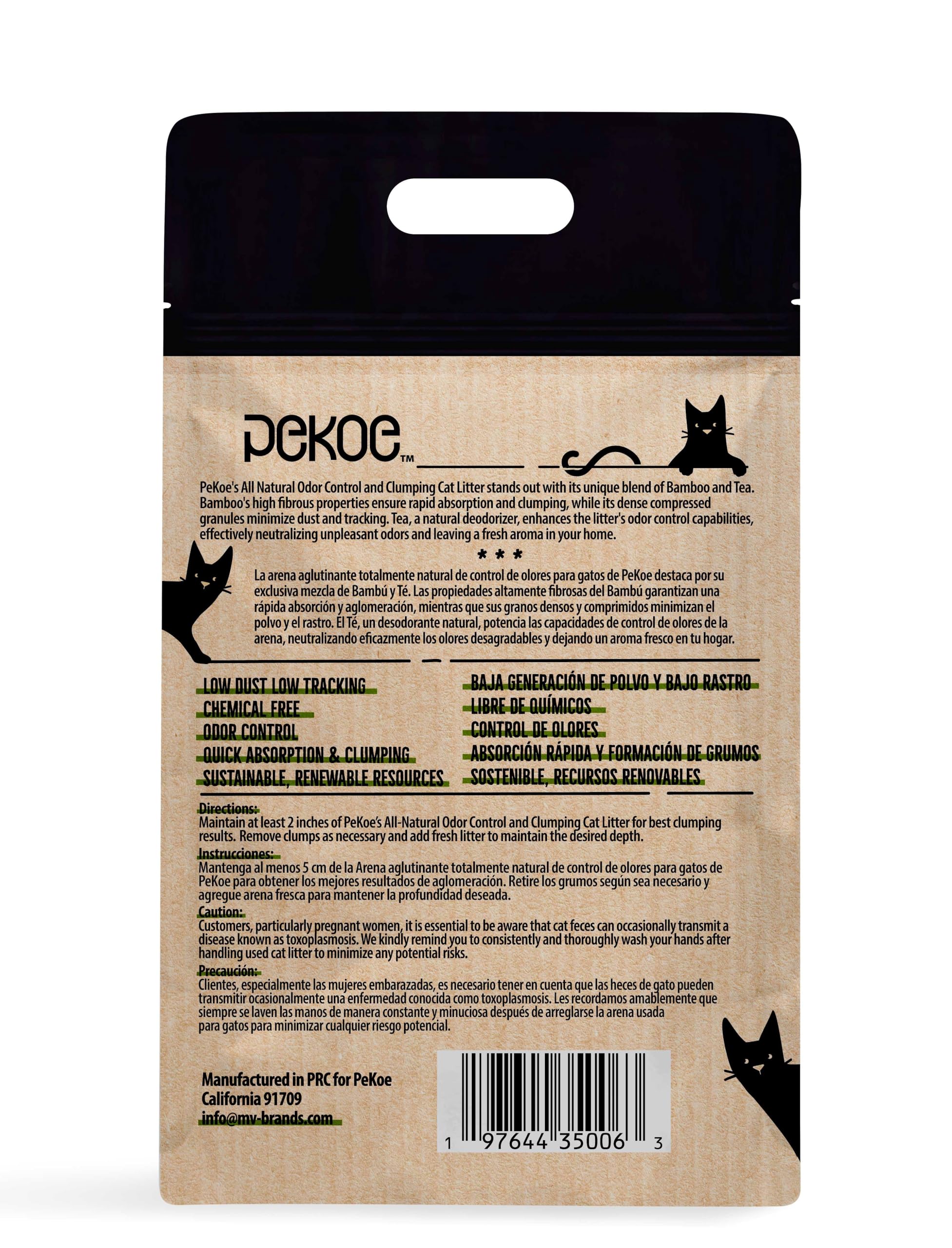 PeKoe All-Natural Odor Control & Clumping Cat Litter with Bamboo and Tea, 6-lb Bag (Pack of 1)