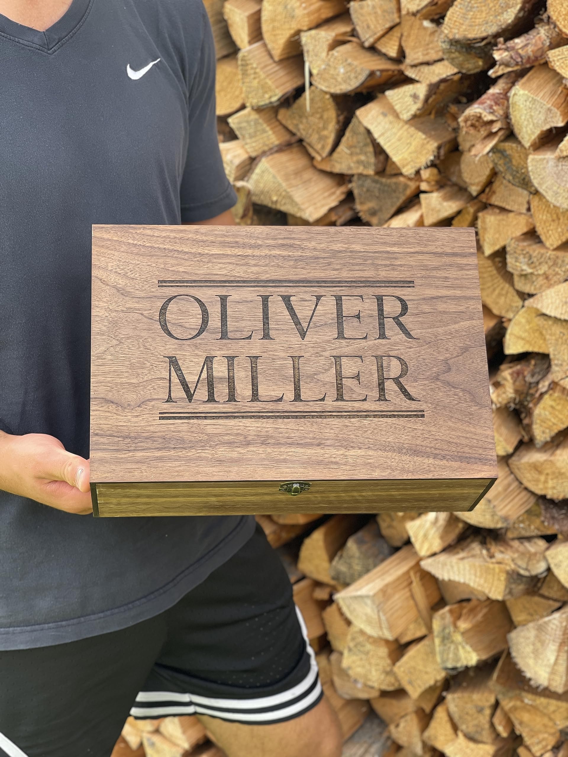 Personalized wooden name box for memories, keepsake - Christmas gift, present for Him, Boyfriend, Boy, Guy, Groomsmen, Friend for Birthday