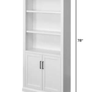 Martin Furniture Modern Wood Lower Doors Bookcase, Office Bookcase, Office Shelving, Office Storage, Fully Assembled, White