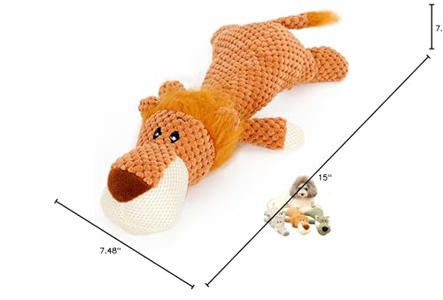 atcryih Dog Toy, Robust Animal Designed for Heavy Chewers, Large Plush Dog Toy, Durable Squeaky Toy for Boredom, 15*7.48inch, A-Brown