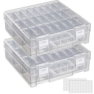 jiziyruo clear bead organizer box, 24pcs small plastic bead storage containers, mini rectangle storage boxes with hinged lids for beads seeds jewelry rhinestones crafts small items (2 pack)