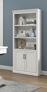 martin furniture modern wood lower doors bookcase, office bookcase, office shelving, office storage, fully assembled, white