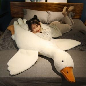 MUVLUS Goose Stuffed Animal Giant White Goose Plush Pillow,Cute Duck Toy Soft Hugging Swan Plush Pillow Gifts for Kids Adults (75in)