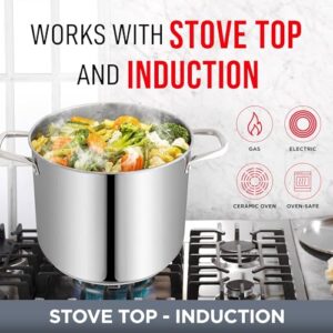 Bakken-Swiss Deluxe 16-Quart Stainless Steel Stockpot w/Tempered Glass See-Through Lid - Simmering Delicious Soups Stews & Induction Cooking - Exceptional Heat Distribution - Heavy-Duty & Food-Grade