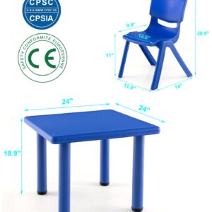 Axidou 4 Pack Premium 11" H Plastic Stackable School Chairs, Toddler and Kids Chair for Daycare, School, Outdoor, Home - Blue