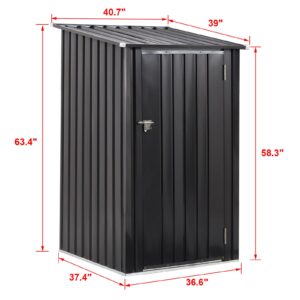 3 x 3 Ft Outdoor Storage Cabinet Waterproof, Sheds & Outdoor Storage Metal Shed with Single Lockable Door Small Shed Outdoor Storage for Patio, Backyard, Lawn Dark Gray