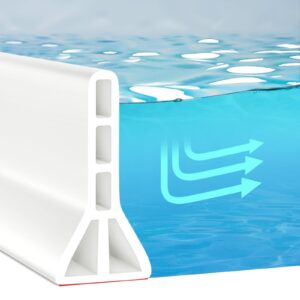 (upgraded) 3” high shower threshold water dam 67 inch collapsible shower barrier water barrier shower water stopper shower water guard dry and wet separation for bathroom kitchen and more(5.6ft)