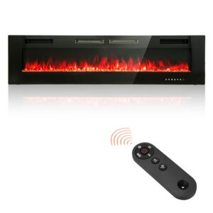 MAISON ARTS 72" Electric Fireplace Indoor Wall Mounted & Recessed Fireplace Heater with Remote Control & Touch Screen,8hrs Timer, Adjustable Flame & Bed Colors and Speed for Bedroom Living Room,1500W