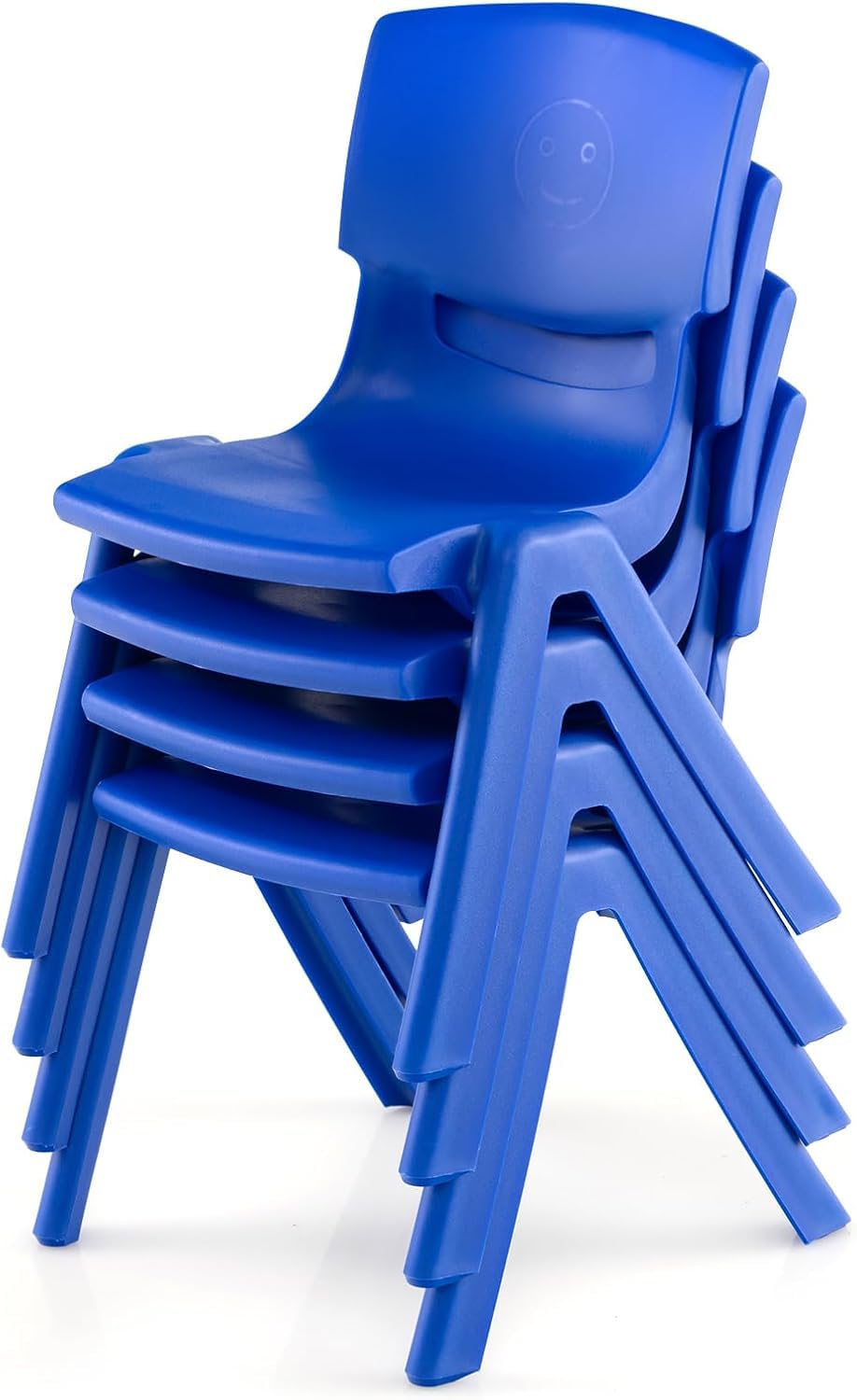 Axidou 4 Pack Premium 11" H Plastic Stackable School Chairs, Toddler and Kids Chair for Daycare, School, Outdoor, Home - Blue