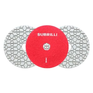 subrilli 3 step diamond polishing pads 3-pcs step 1 abrasive disc for granite quartz marble concrete terrazzo