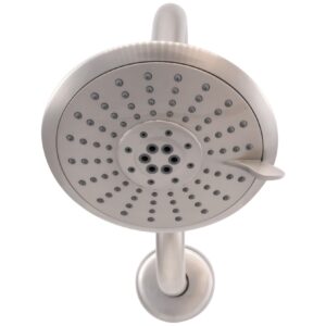 Westbrass CO563-07 5" Round Thin 5-Function Adjustable Spray Shower Head with 8" S-Shaped Wall Mount Shower Arm, Satin Nickel