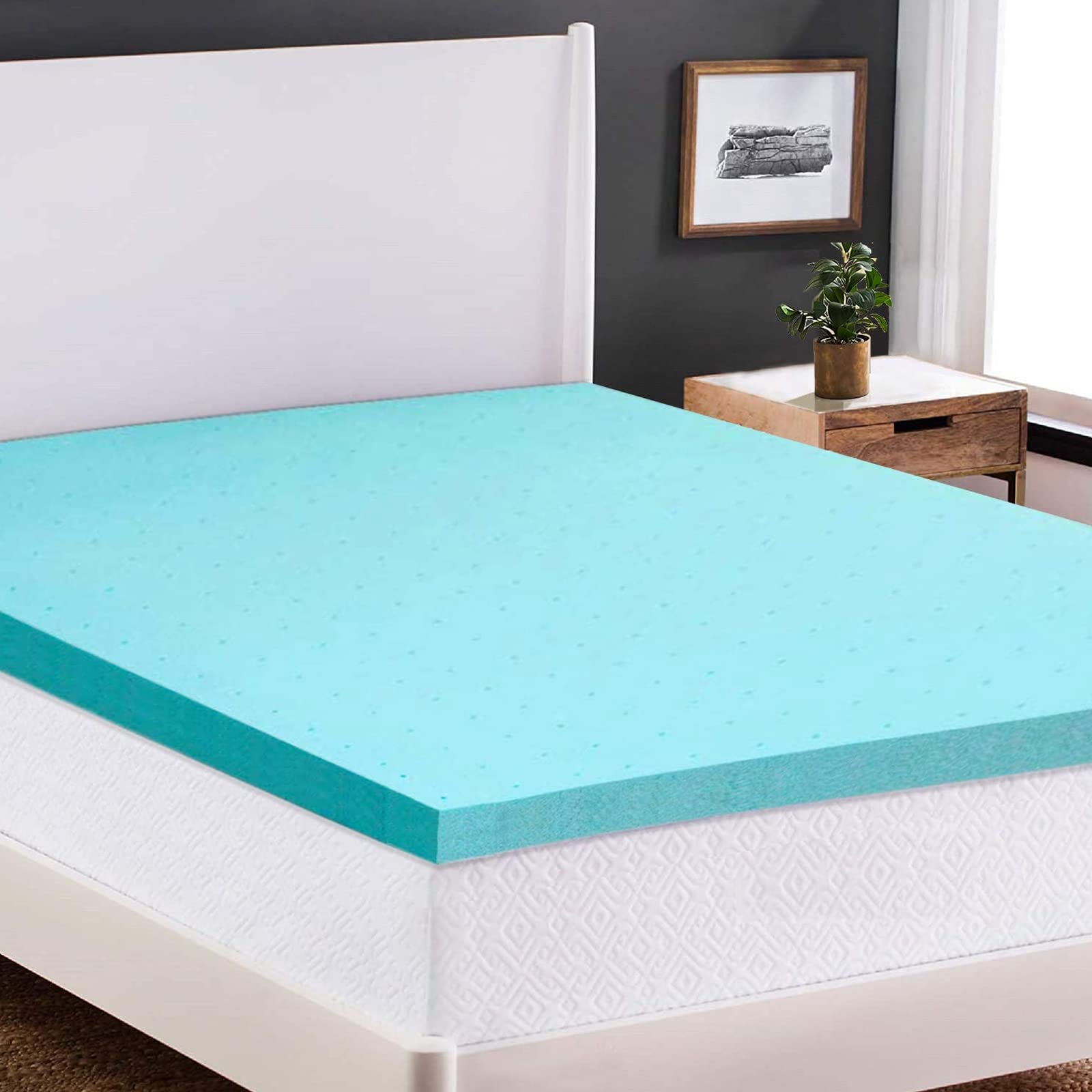 Nelaukoko Memory Foam 3 Inch Queen Mattress Topper Mattress Pad, Gel Infused Soft Bed Topper Bed Mattress Toppers for Pressure Relieving