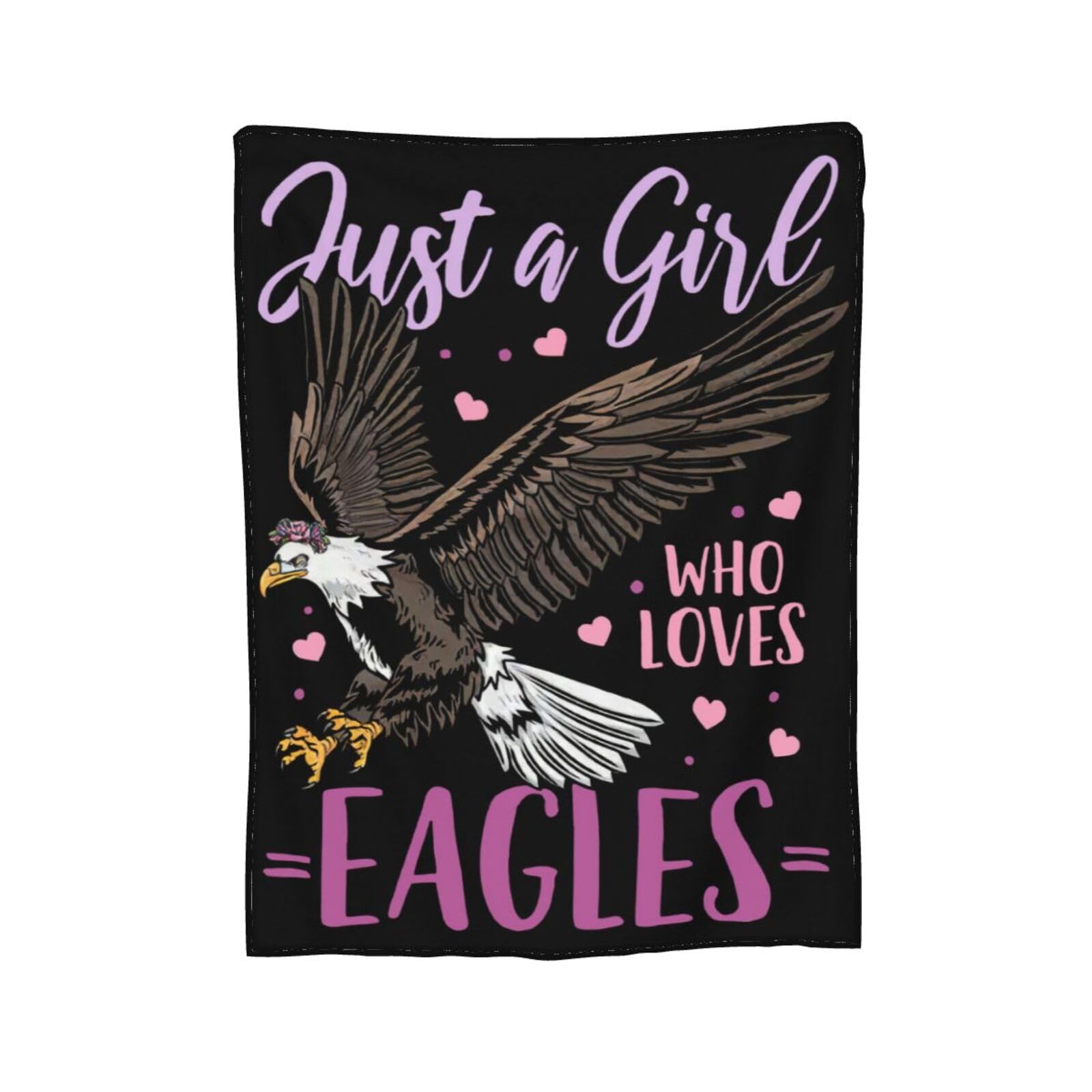 Bald Eagles Blanket for Girls Woman Just A Girl Who Loves Eagles Throw Blanket Soft Warm Fleece Flannel Eagle Animal Theme Decor Blanket Gifts for Kids Adults Couch Sofa Bed 50"X40"