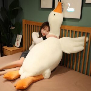 muvlus goose stuffed animal giant white goose plush pillow,cute duck toy soft hugging swan plush pillow gifts for kids adults (75in)