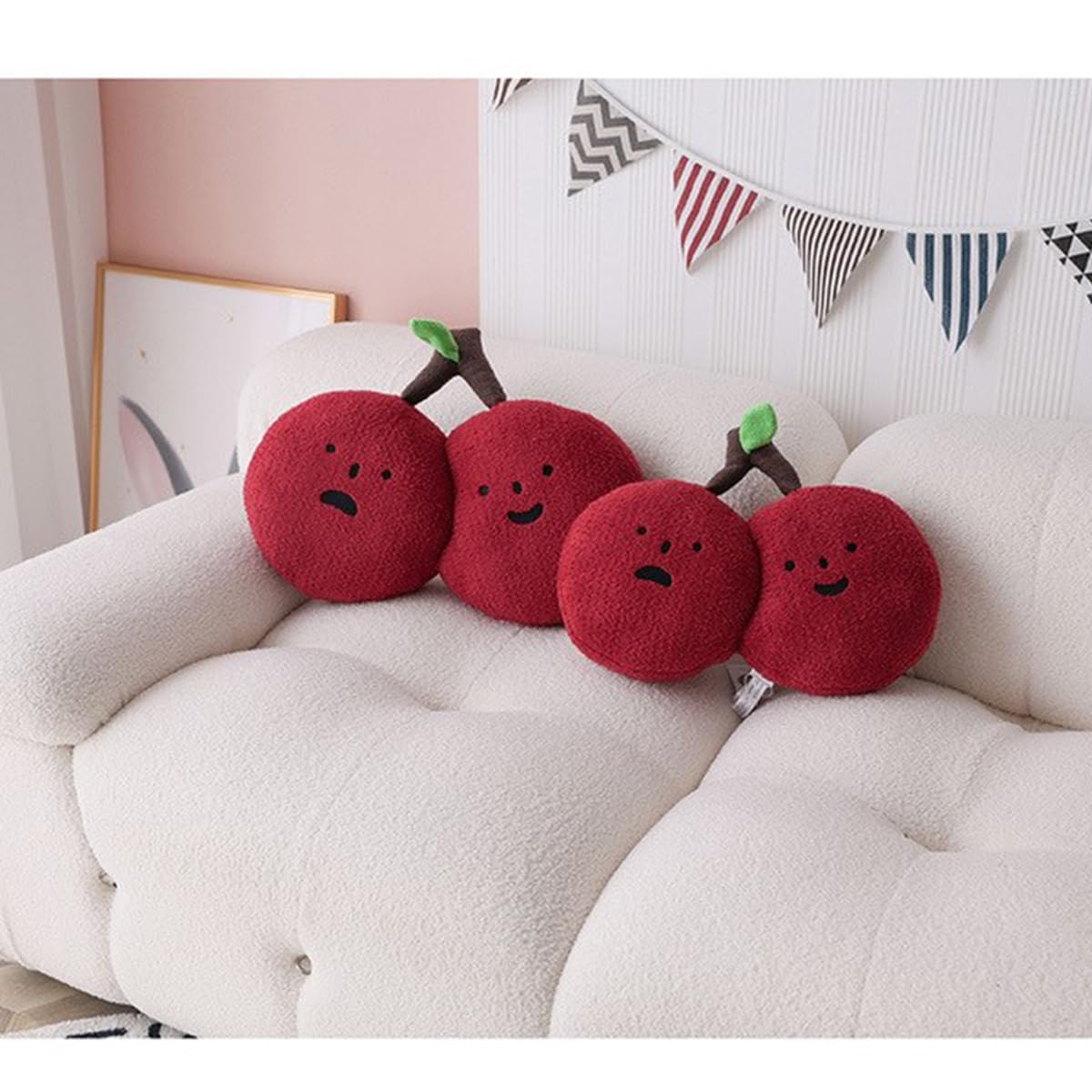 Yoholto Cherries Plush Pillow - 15.7 * 13 Inch Fruit Stuffed Animal- Food Plush Pillow - Christmas Birthday Gift