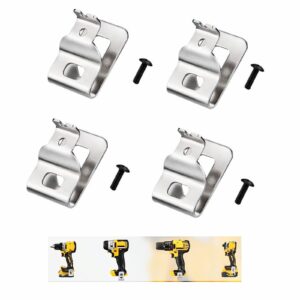 n268241 n086039 stainless steel belt clips for dewalt 20v power tools, compatible with, dcd980, dcd985, dcd980l2, dcd985l2,includes screws and drill tool hooks (4-pack)