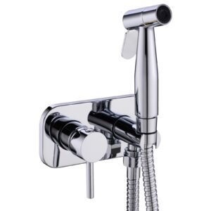 dikurooms brass wall mount toilet bidet faucet concealed handheld spray set hot and cold water diaper sprayer shattaf bidet attachment, chrome