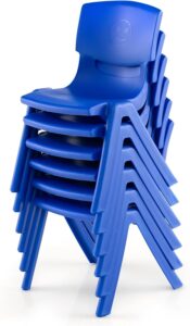 axidou 6 pack premium 11" h plastic stackable school chairs, toddler and kids chair for daycare, school, outdoor, home - blue