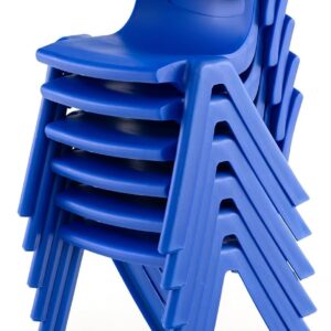 Axidou 6 Pack Premium 11" H Plastic Stackable School Chairs, Toddler and Kids Chair for Daycare, School, Outdoor, Home - Blue