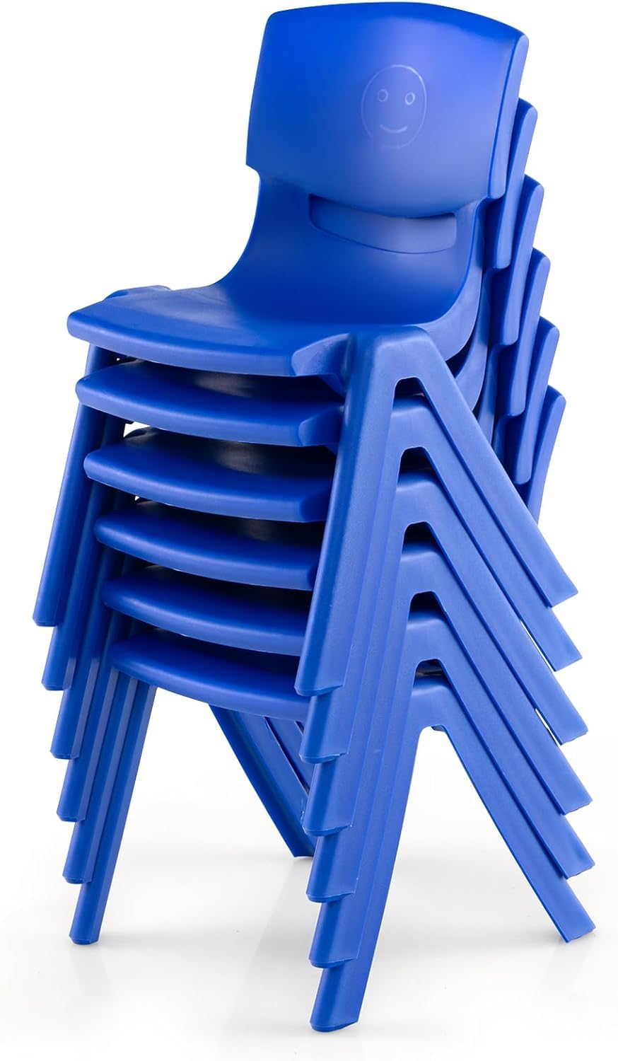 Axidou 6 Pack Premium 11" H Plastic Stackable School Chairs, Toddler and Kids Chair for Daycare, School, Outdoor, Home - Blue