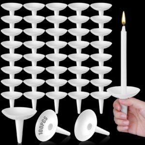 lemosae 100 pcs candlelight service bulk, church vigil plastic candle holders, candlelight service drip protectors convenient for church, vigil, memorial, christmas eve, wedding, party candles