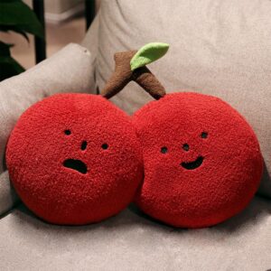 Yoholto Cherries Plush Pillow - 15.7 * 13 Inch Fruit Stuffed Animal- Food Plush Pillow - Christmas Birthday Gift