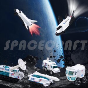 Oriate Diecast 6PCS Explore Space Spaceship Gift Set, Rocket, Spaceship, Space Probe, Mobile Lab Mini Space Fleet Toys for Boys Girls 3 Years Old and Up Creative Gifts