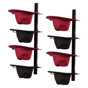 cowboy hat rack organizer, 8 pieces western hat rack with wooden board diy metal cowboy hat hanger for wall display, wall mount cowboy hat holder vintage hat organizer for entryway/living room/bedroom