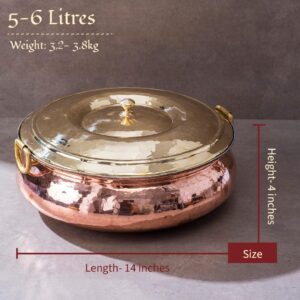 P-TAL Copper Hammered Lagaan | Cookware and Serveware | Pure Copper for Ayurvedic Health Benefits