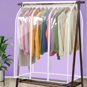 AECEVAN Garment Bags for Hanging Clothes, Large Clear Clothes Rack Cover Garment Rack Cover Waterproof Storage Bag Clothes Cover for Hanging with Zipper for Shirts, Coats, Jackets, Long Dress