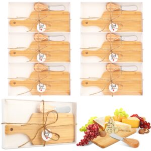 tioncy 6 pack cheese board and cheese spreader knive set cutting board bulk with gift boxes mini charcuterie boards serving board for christmas wedding bridal shower birthday supplies (acacia wood)