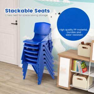 Axidou 4 Pack Premium 11" H Plastic Stackable School Chairs, Toddler and Kids Chair for Daycare, School, Outdoor, Home - Blue