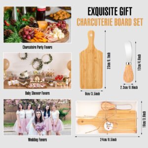 Tioncy 6 Pack Cheese Board and Cheese Spreader Knive Set Cutting board bulk with Gift Boxes Mini Charcuterie Boards Serving Board for Christmas Wedding Bridal Shower Birthday Supplies (Acacia Wood)