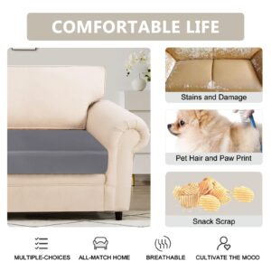 SearchI Waterproof Couch Cushion Covers Replacement, Washable Sofa Chair Seat Cushion Covers Soft Couch Cushion Slipcovers Stretch Furniture Protector for Kids, Pets(Medium, Light Gray)