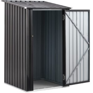 3 x 3 Ft Outdoor Storage Cabinet Waterproof, Sheds & Outdoor Storage Metal Shed with Single Lockable Door Small Shed Outdoor Storage for Patio, Backyard, Lawn Dark Gray