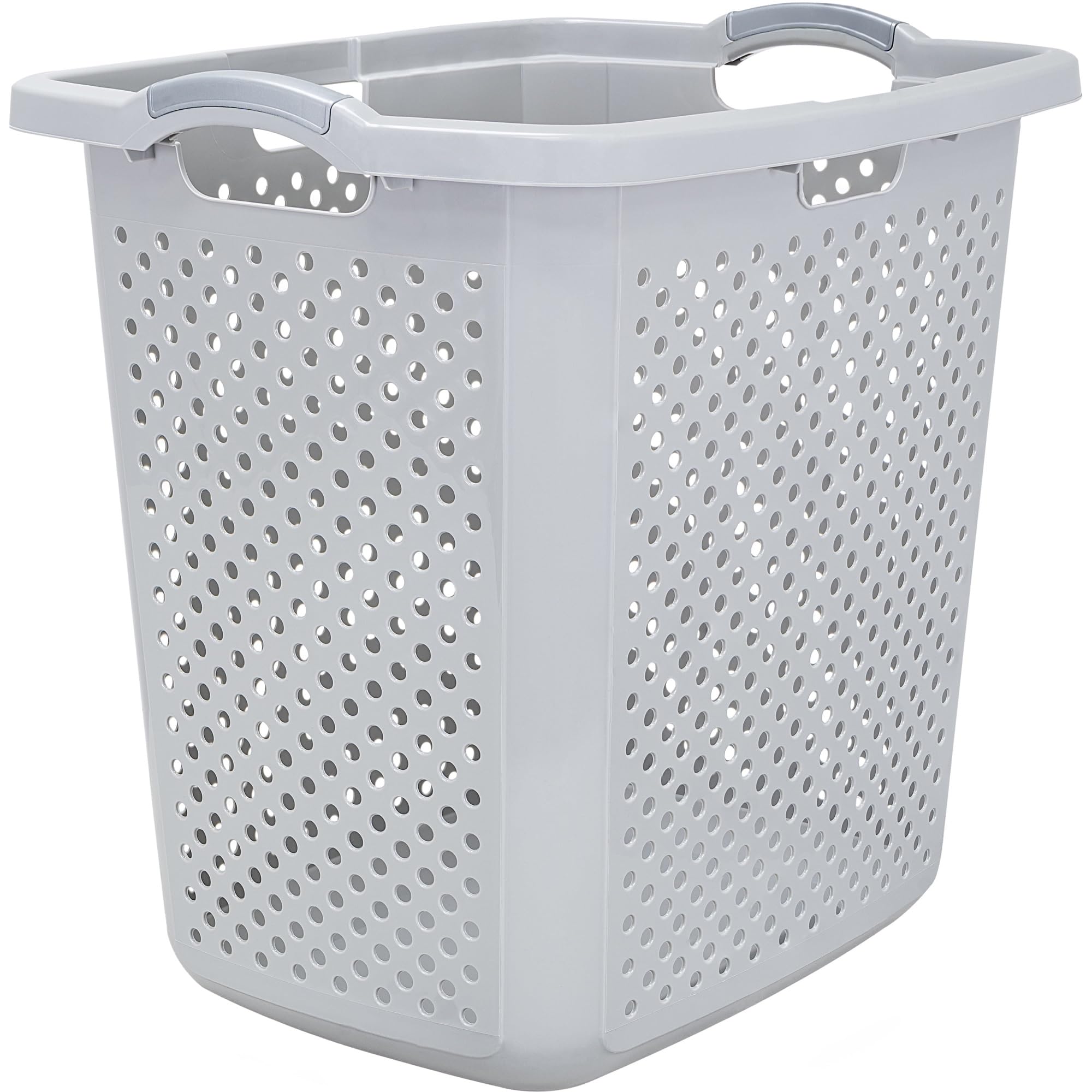 Plastic Laundry Basket 2.5 Bushel, Soft Silver