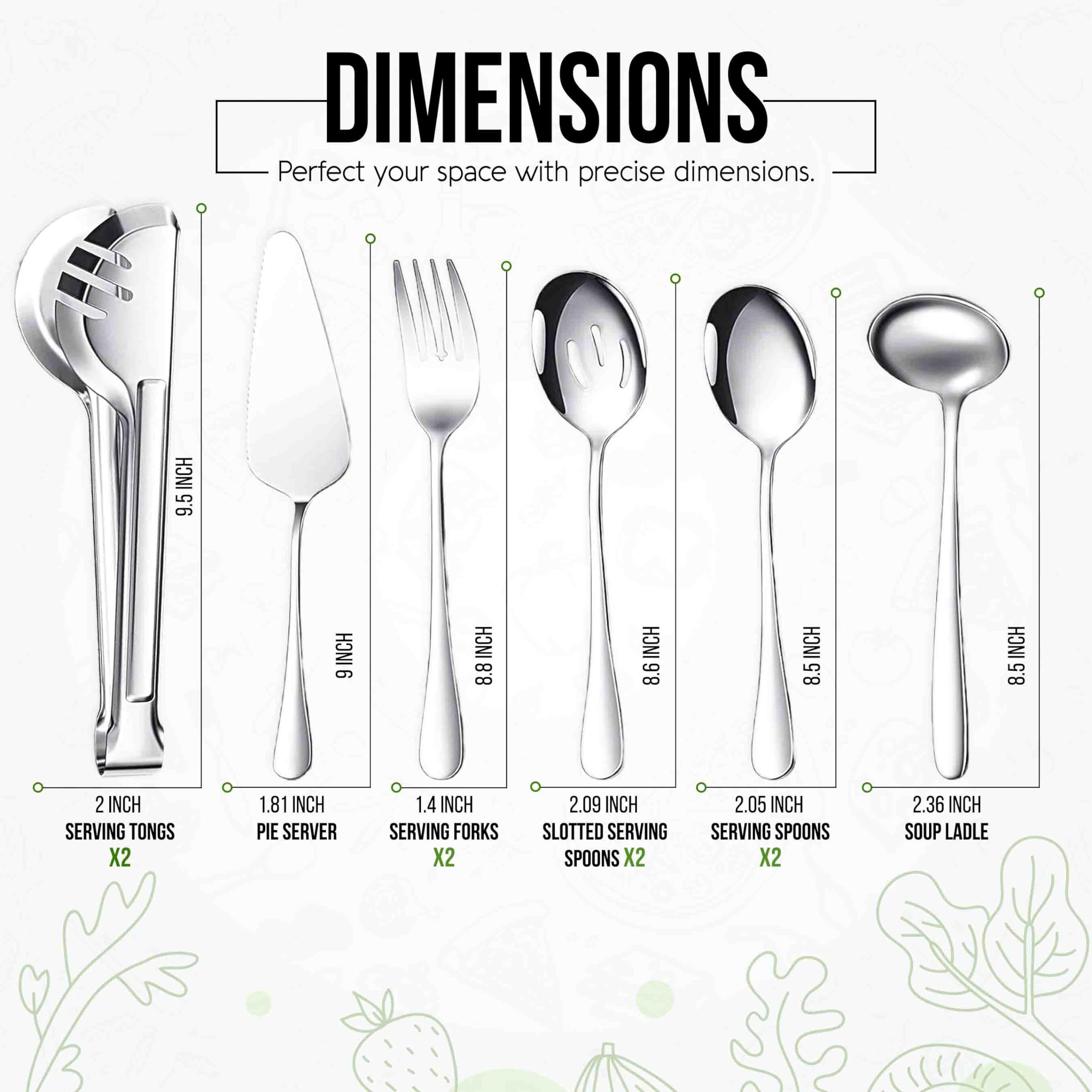 NEXNEOM Serving Utensils Set 10 Pcs - Stainless Steel Silver Serving Utensils with Stunning Mirror-Finish - Lightweight, Rust-Resistant & Easy Maintenance - Ideal Serving Spoons for Parties & Wedding