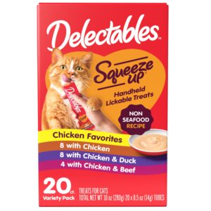 delectables squeeze up non-seafood variety pack lickable cat treat, 20 count (pack of 1)