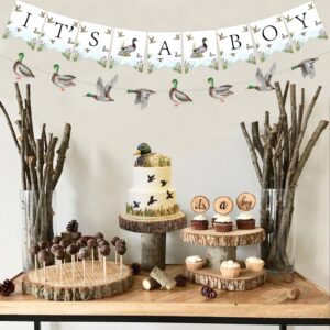 Mallard Duck Baby Shower Banner Decorations, It’s A Boy Duck Theme Rustic Garland Bunting Set Pregnancy Celebration Gender Reveal Party Supplies for Boy