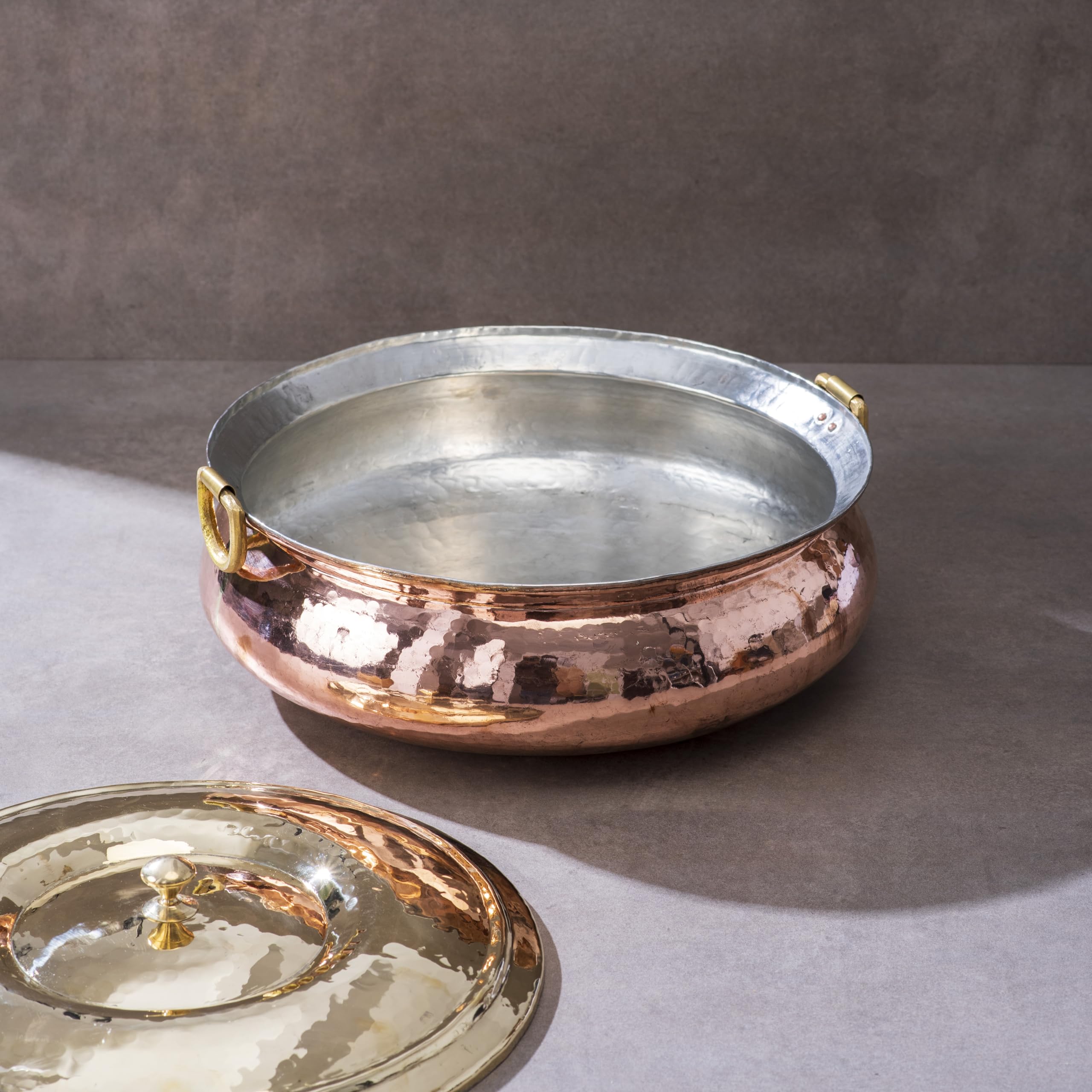 P-TAL Copper Hammered Lagaan | Cookware and Serveware | Pure Copper for Ayurvedic Health Benefits