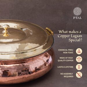 P-TAL Copper Hammered Lagaan | Cookware and Serveware | Pure Copper for Ayurvedic Health Benefits