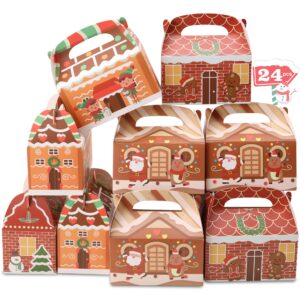 saiti 24 pieces christmas cookie boxes christmas gift boxes, 3d christmas treat gift wrap boxes for holiday xmas goody gift christmas cardboard gifts boxes party favors