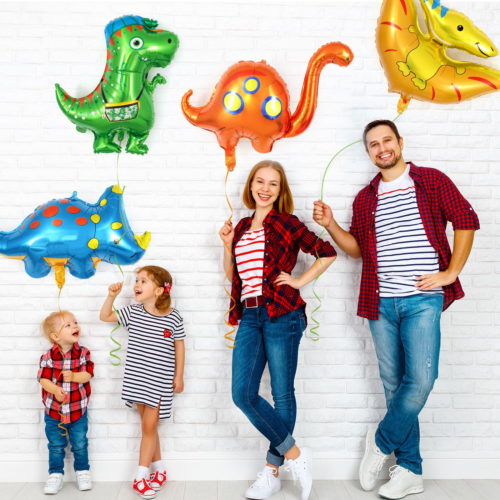 Dinosaur Balloons, 7 Pcs Baby Dinosaur Foil Balloons, Giant Dino Animal Mylar Balloons for Dinosaur Animal Birthday Party Decorations Baby Shower Gender Reveal