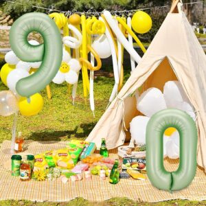 YFHVJTKO 40 Inch Number 15 Foil Balloons 15th Celebration Decorations for Happy 15th Birthday Party Wedding Bridal Shower Engagement Photo Shoot Anniversary Decoration, Number 15 Olive Green Balloon