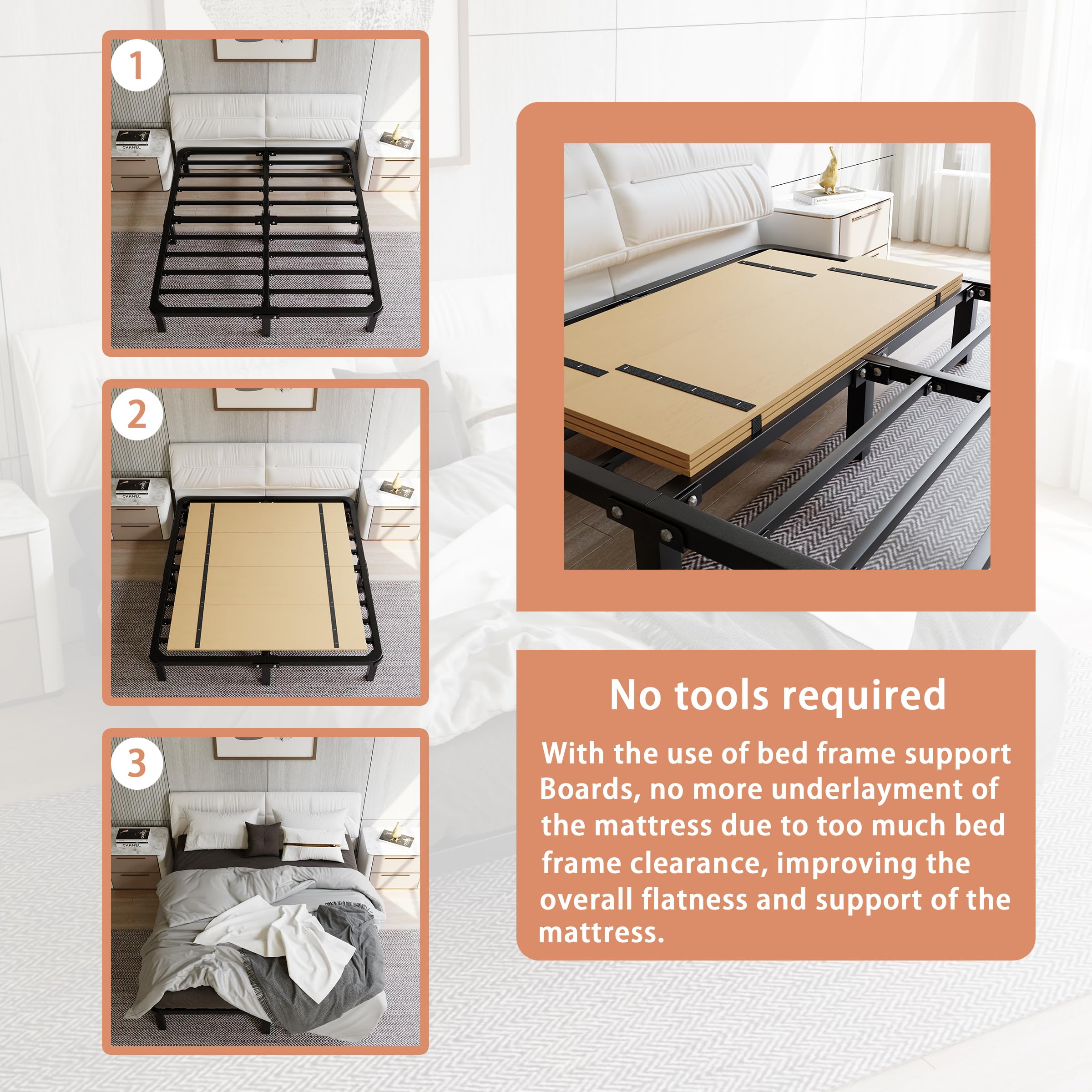 Imperius Foldable Box Spring, Bunkie Board, Bed Support Slats, Bed Boards for Under, Full 60 x 48 in