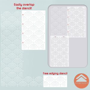 STENCILOGY® / KARASU - 23.6" x 39.4" XL Wall Stencil, Vintage Sashiko Stencil, Large Allover Wall Stencils for Painting, Large Ethnic Geometric Wall Stencil