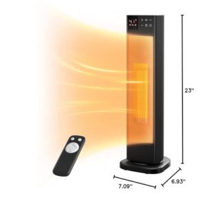 PELONIS Oscillating Ceramic Tower Indoor Space Heater for Home with Oscillation, Programmable Thermostat & ECO Mode, 12H Timer & Remote Control, Safety Protection, 23 Inches, 1500W, PHF15RSAPH23