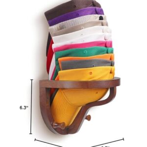 TOINSIX Hat Rack for Baseball Caps - Hat Organizer Holds Up to 30 Caps Storage, Wooden Ball Cap Holder Racks for Wall and Door, No-Drilling Mount (Brown)