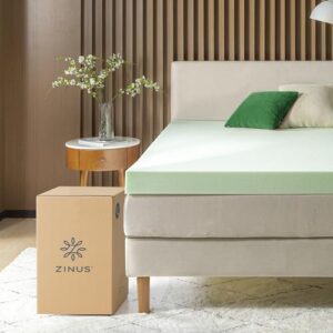 ZINUS 4 Inch Green Tea Memory Foam Mattress Topper, Smaller, More Convenient WonderBox Packaging, Pressure-Relieving Layers, CertiPUR-US Certified, Twin